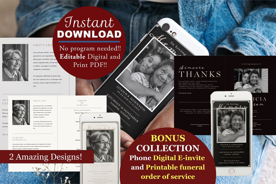 Funeral Invitation Digital and Print Celebration of Life Phone ...