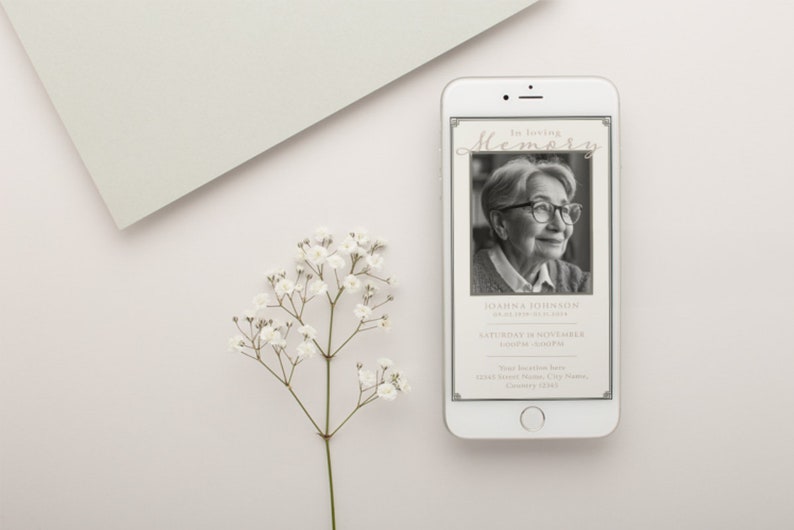 Funeral Invitation Digital and Print Celebration of Life Phone ...