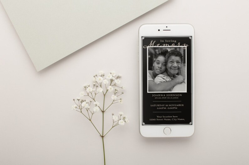 Funeral Invitation Digital and Print Celebration of Life Phone ...