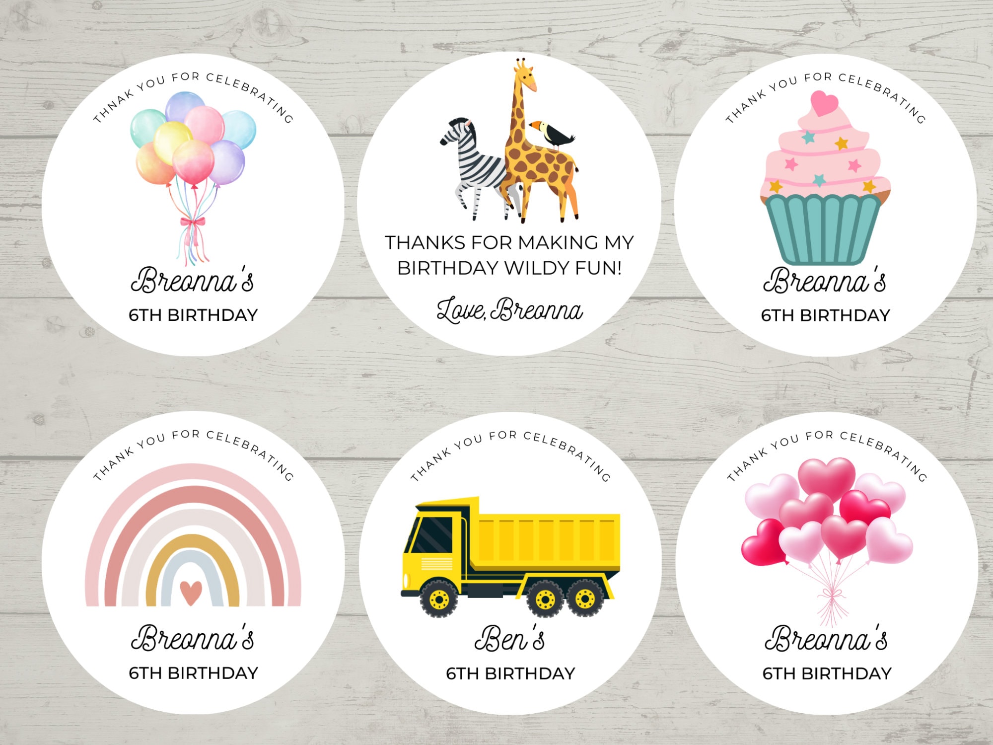 Personalized Birthday Sticker, Thank You Birthday Favor Stickers ...