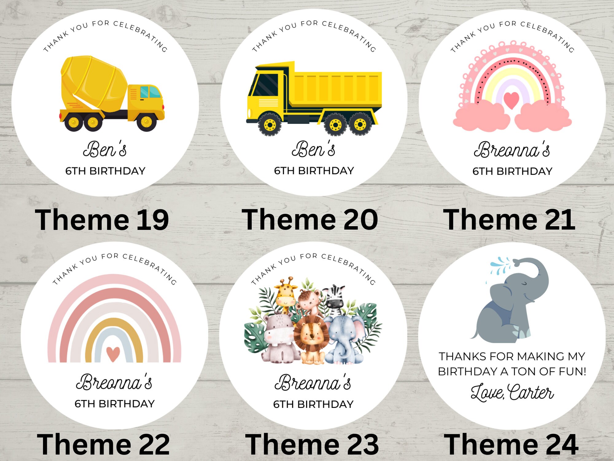 Personalized Birthday Sticker, Thank You Birthday Favor Stickers ...