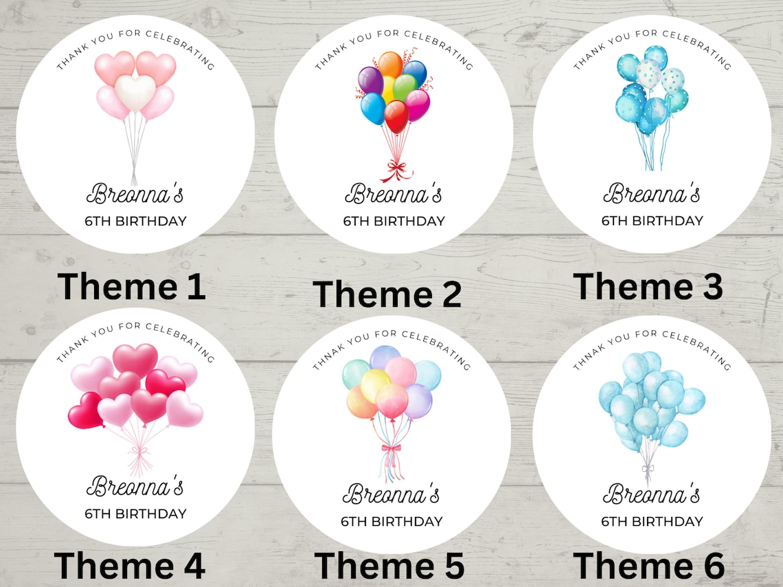Personalized Birthday Sticker, Thank You Birthday Favor Stickers ...