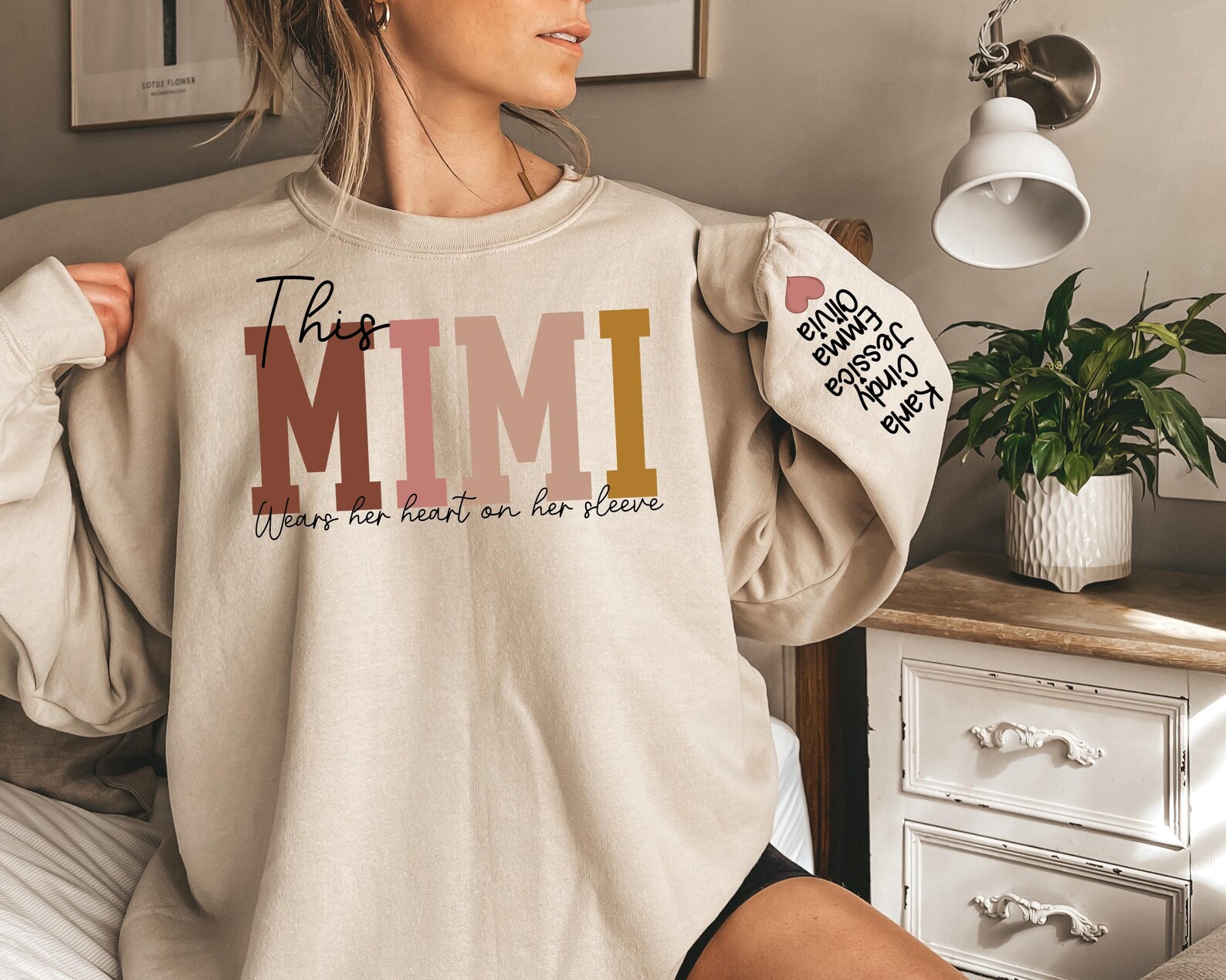 Custom This Mimi Wears Her Heart on Her Sleeve Sweatshirt, Personalized ...