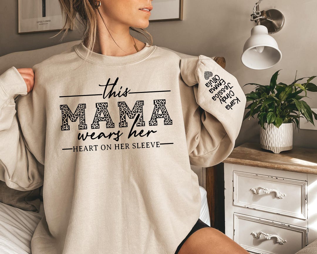 Custom Mama Sweatshirt: Personalized Kids Name Sleeve Sweater, Grandma ...