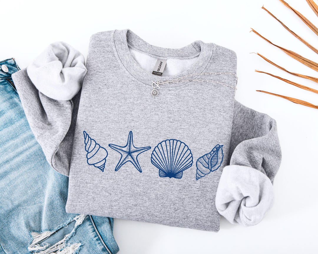 Seashell Sweatshirt: Beachy Ocean Lover Gift - Etsy