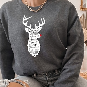 Deer Christmas Sweatshirt, Reindeer Sweatshirt, Christmas Reindeer ...