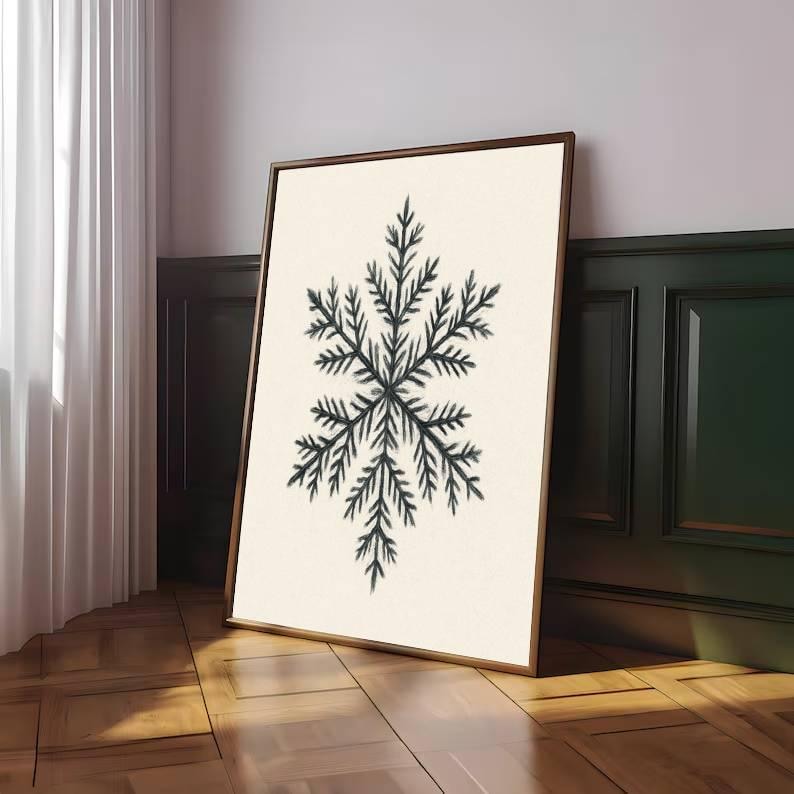 Snowflake Canvas Wall Art: Minimalist Winter Holiday Decor - Etsy