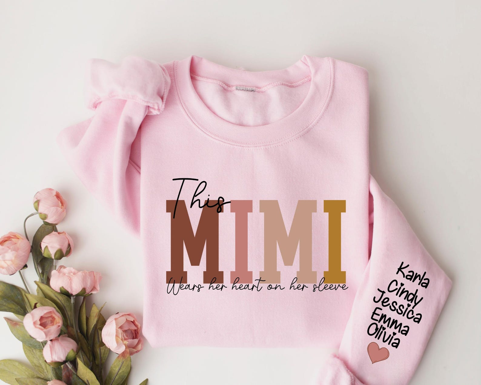 Custom This Mimi Wears Her Heart on Her Sleeve Sweatshirt, Personalized ...