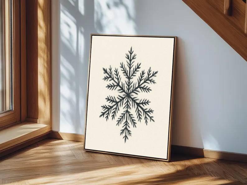 Snowflake Canvas Wall Art: Minimalist Winter Holiday Decor - Etsy