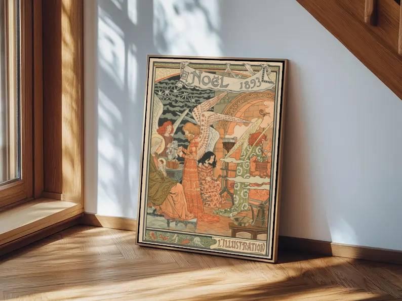 Vintage Noël 1893 Poster, French Christmas Art Print,antique Angel ...