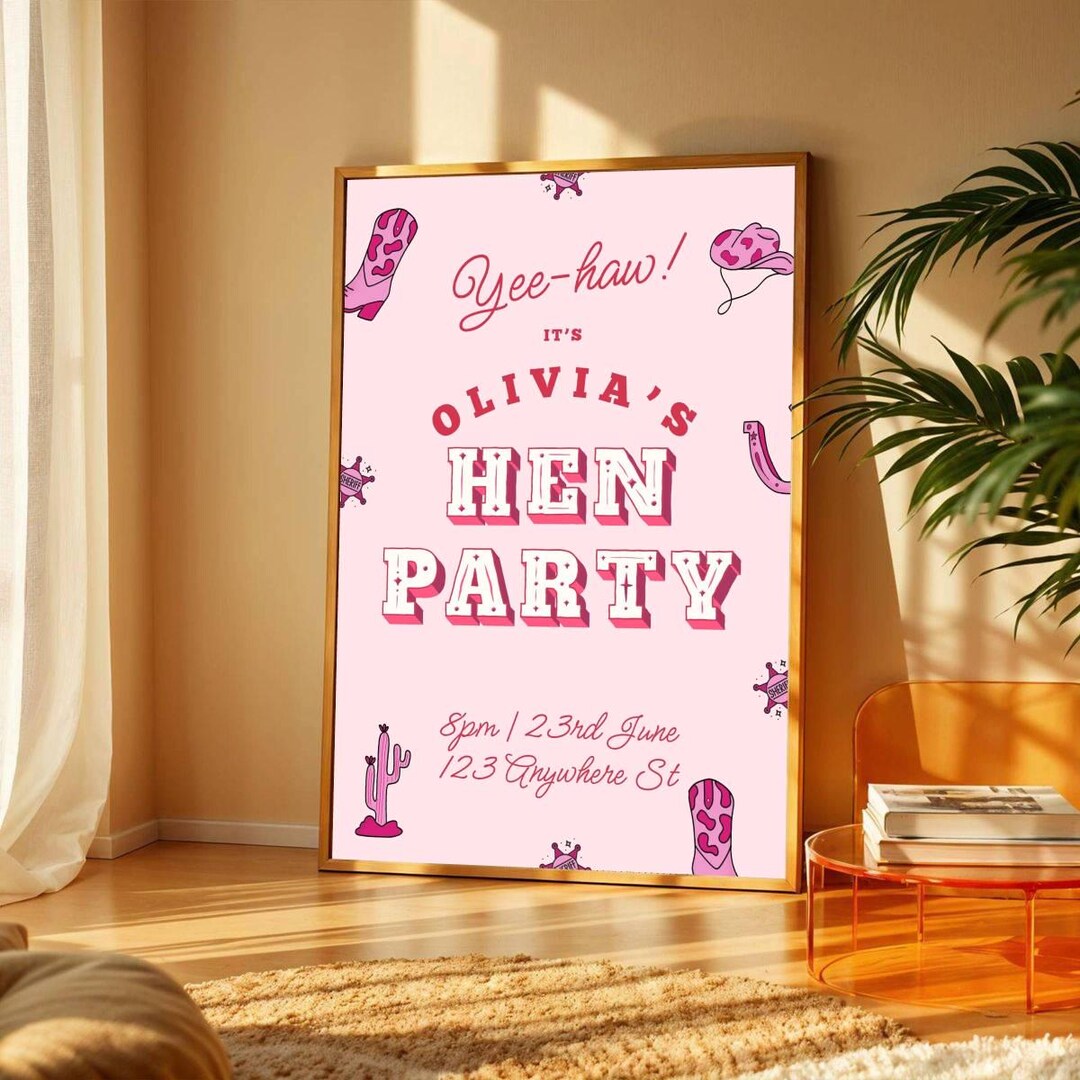Personalized Hen Party Canvas, Large Framed Bride Print, Custom Hen ...