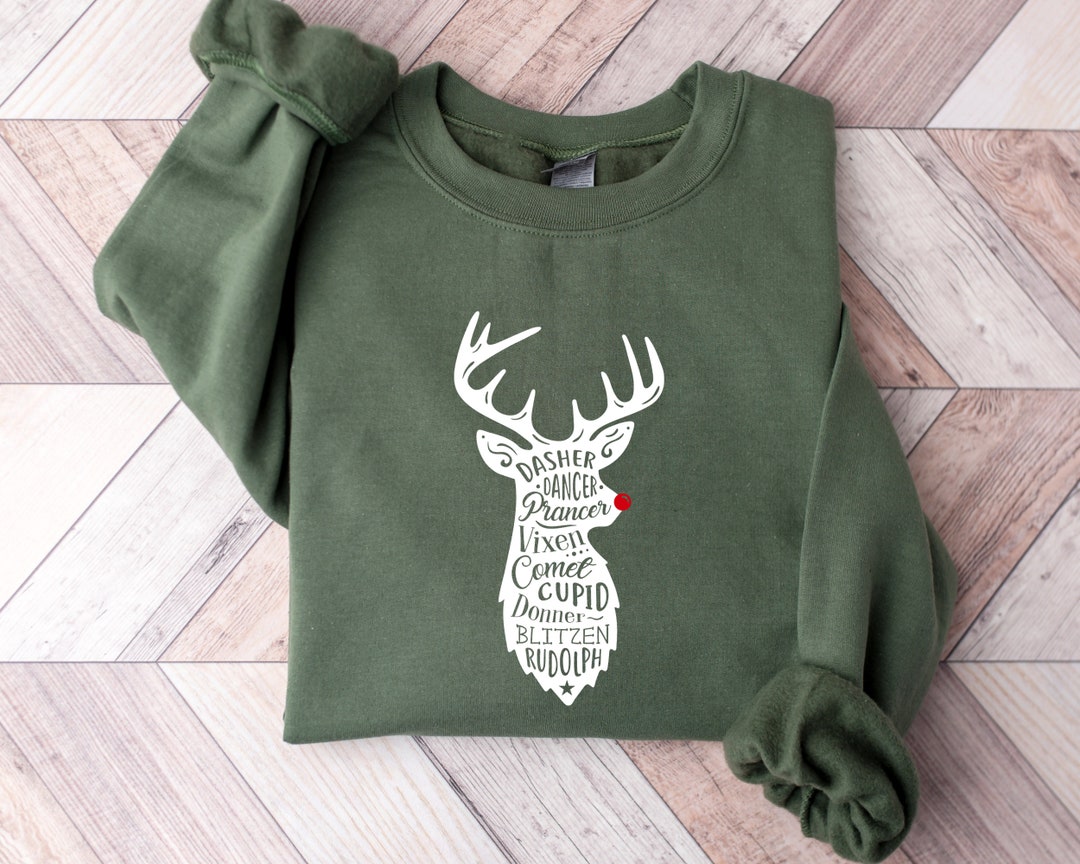 Deer Christmas Sweatshirt, Reindeer Sweatshirt, Christmas Reindeer ...