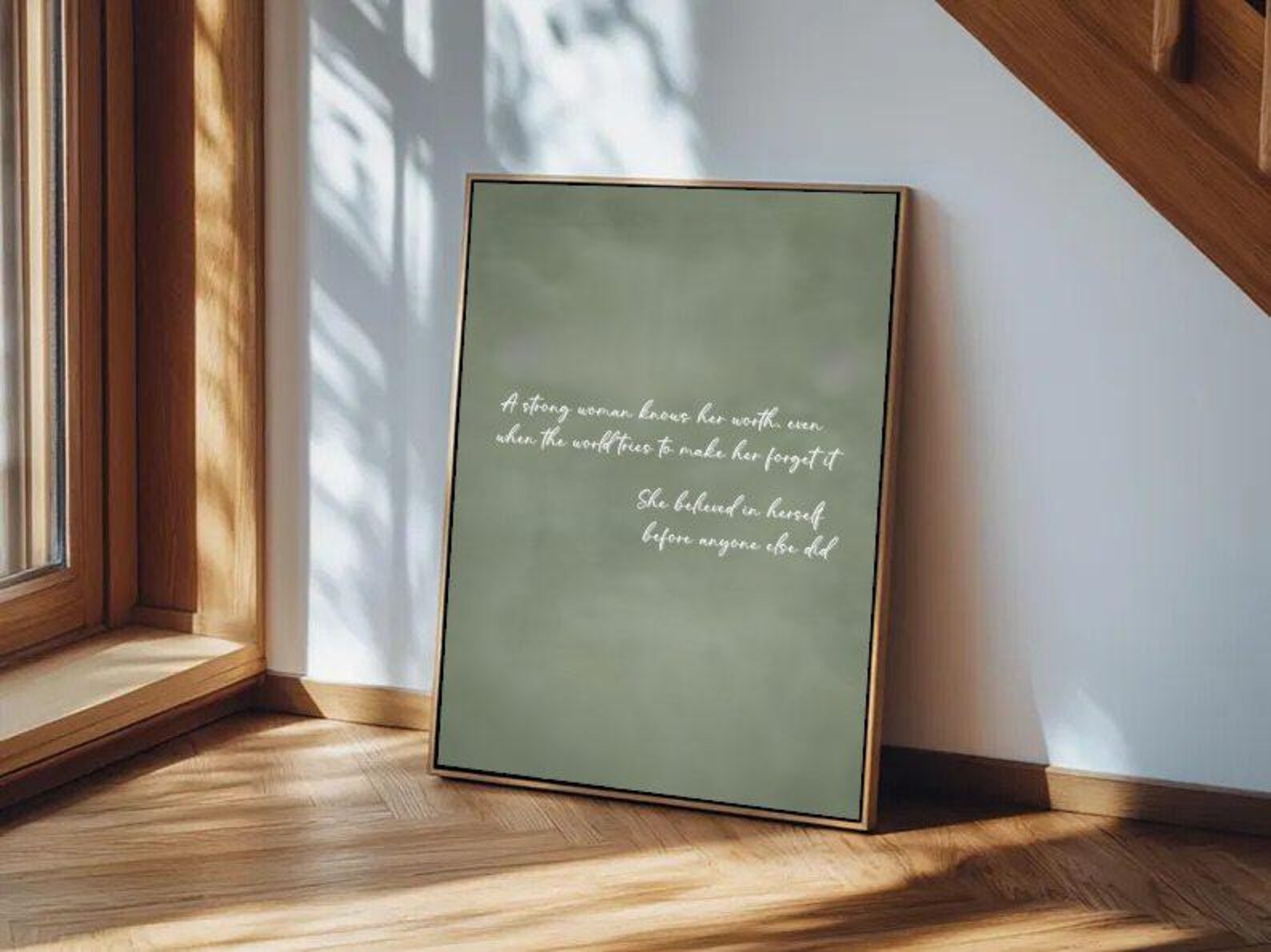 Strong Woman Quote Art, Sage Green Wall Decor, Inspirational Canvas ...