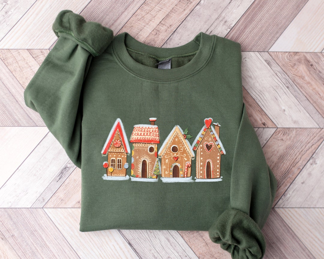 Gingerbread Christmas Houses Sweatshirt and Hoodie, Christmas Shirts ...