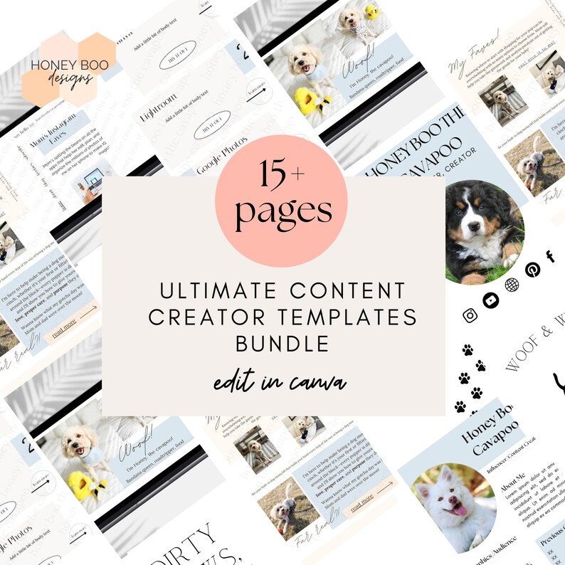 Content Creator Template Bundle | Pet Influencer Media Kit I Dog ...