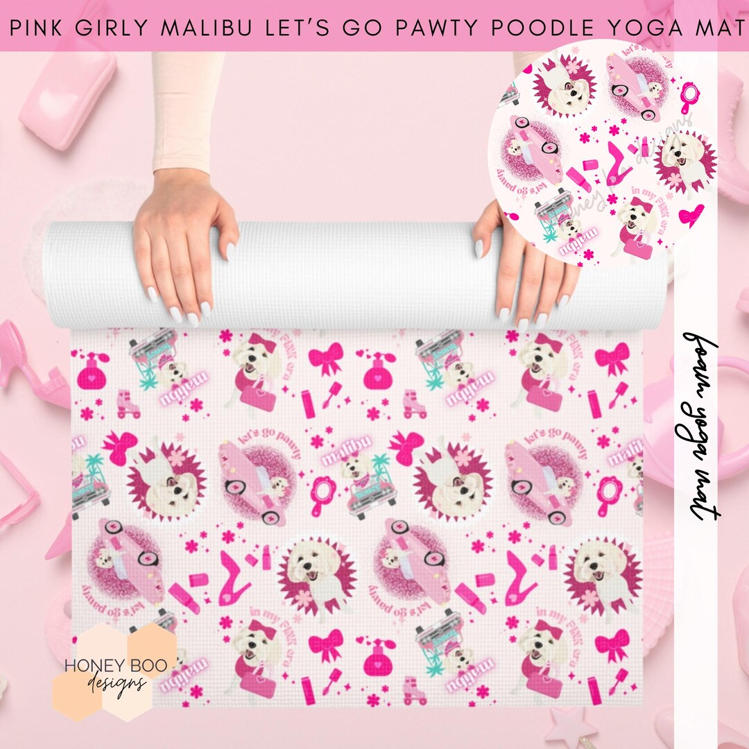 Pink Cavapoo Malibu Let's Go Party Foam Mat for Yogis and Dog Lovers ...