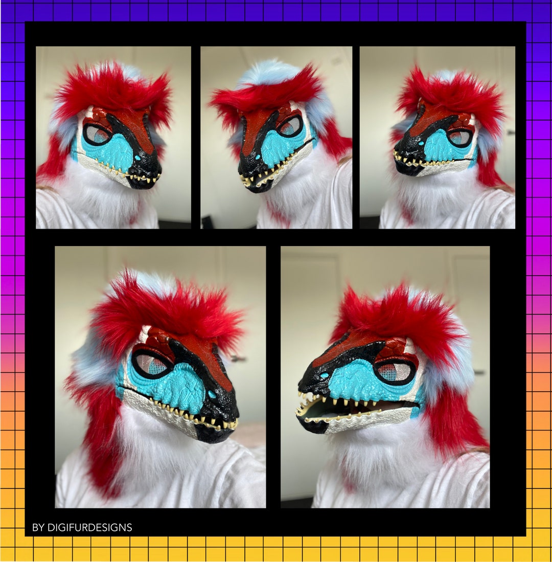 Slushie Themed Premade Furry Fursuit Dino-mask Head Snug Fit - Etsy