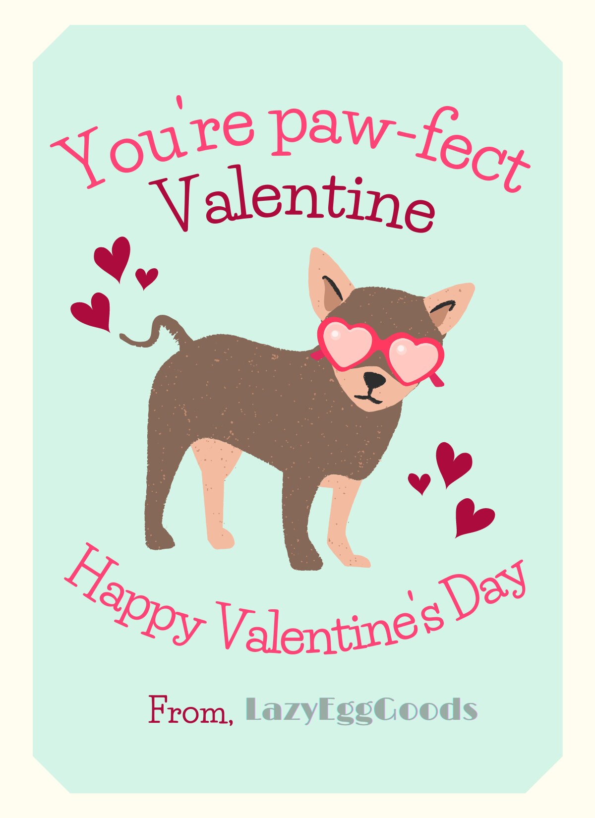 Cute Instant Download Puppy Printable Valentine's Day - Etsy