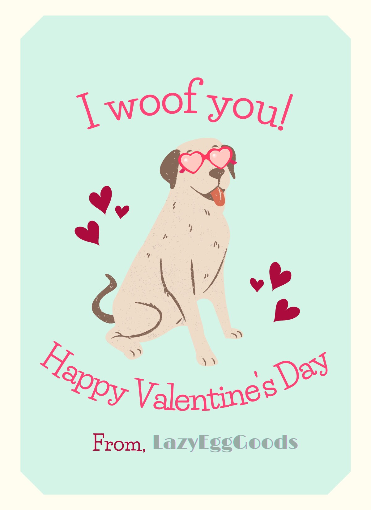 Cute Instant Download Puppy Printable Valentine's Day - Etsy