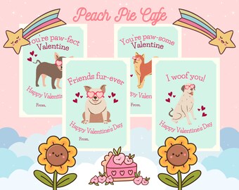 Cute Instant Download Puppy Printable Valentine's Day Cards, Classroom ...