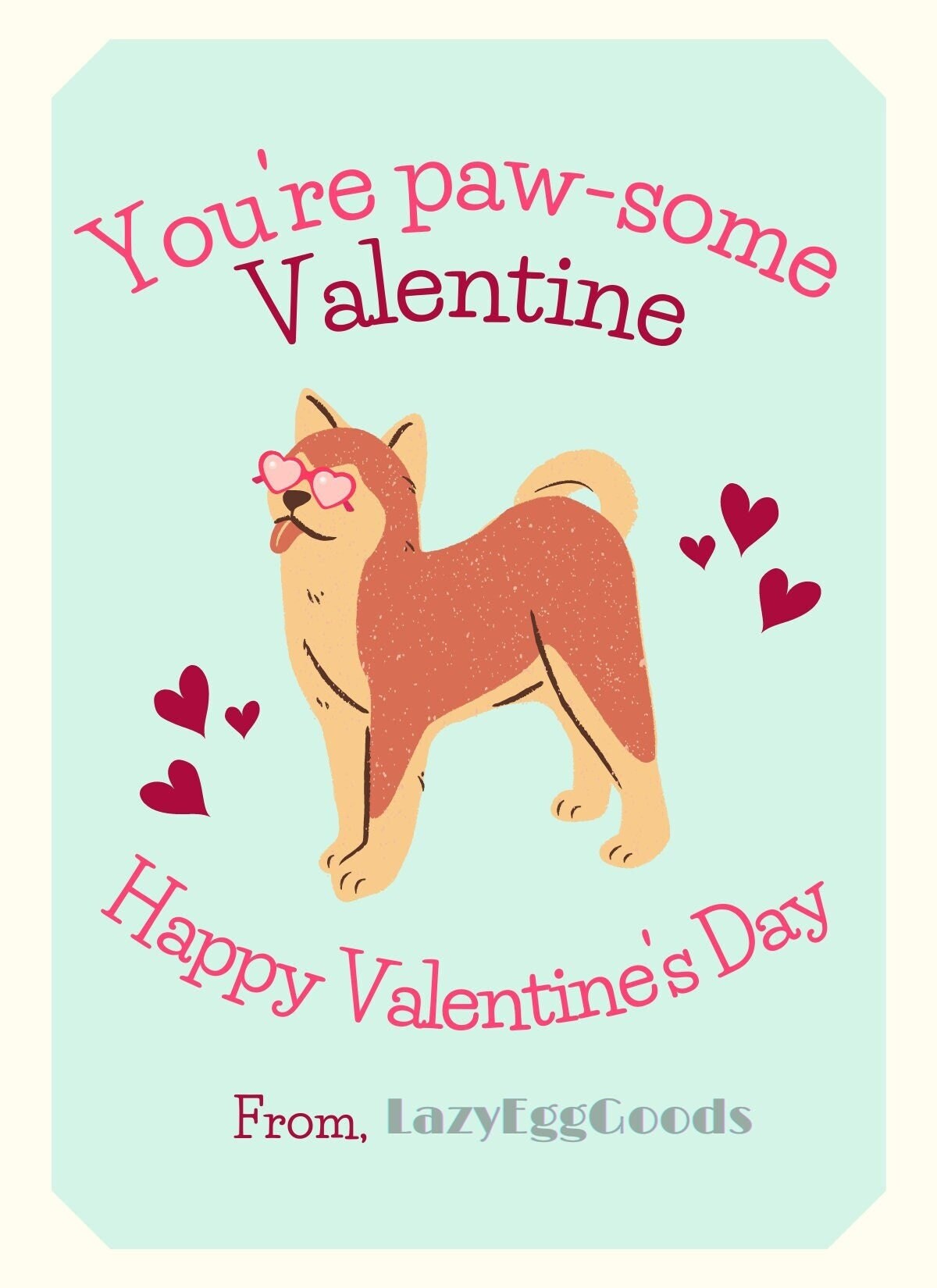 Cute Instant Download Puppy Printable Valentine's Day - Etsy