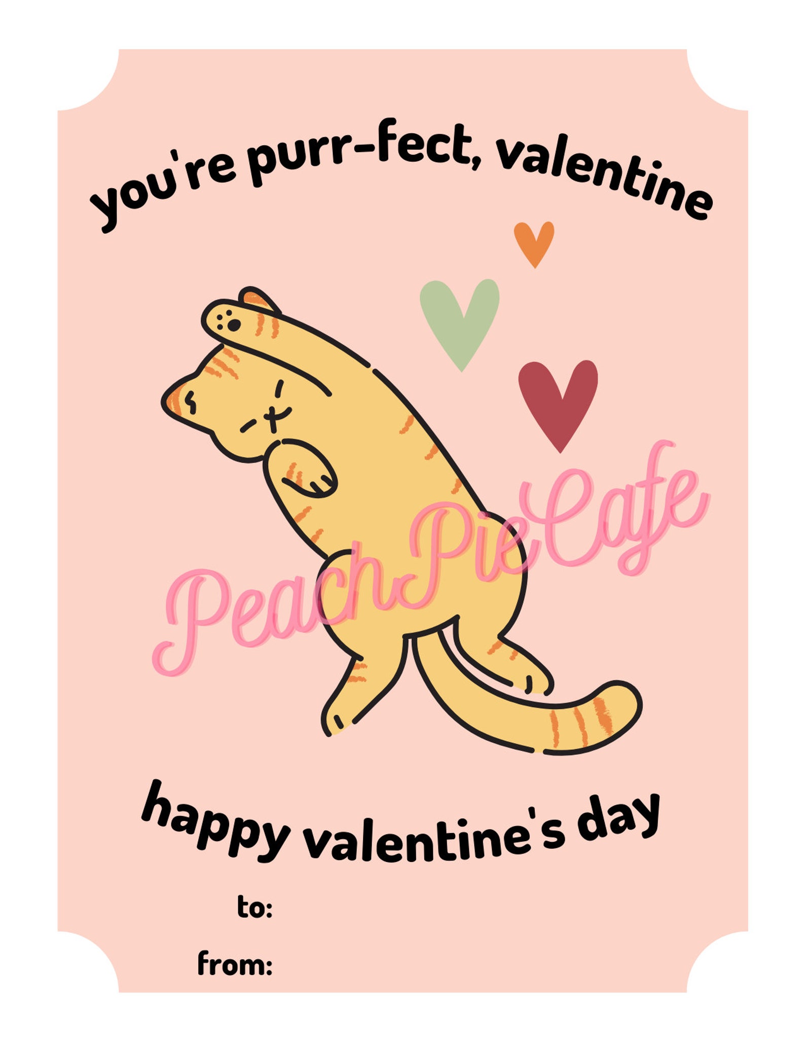 Cute Instant Download Kitten Printable Valentine's Day | Etsy
