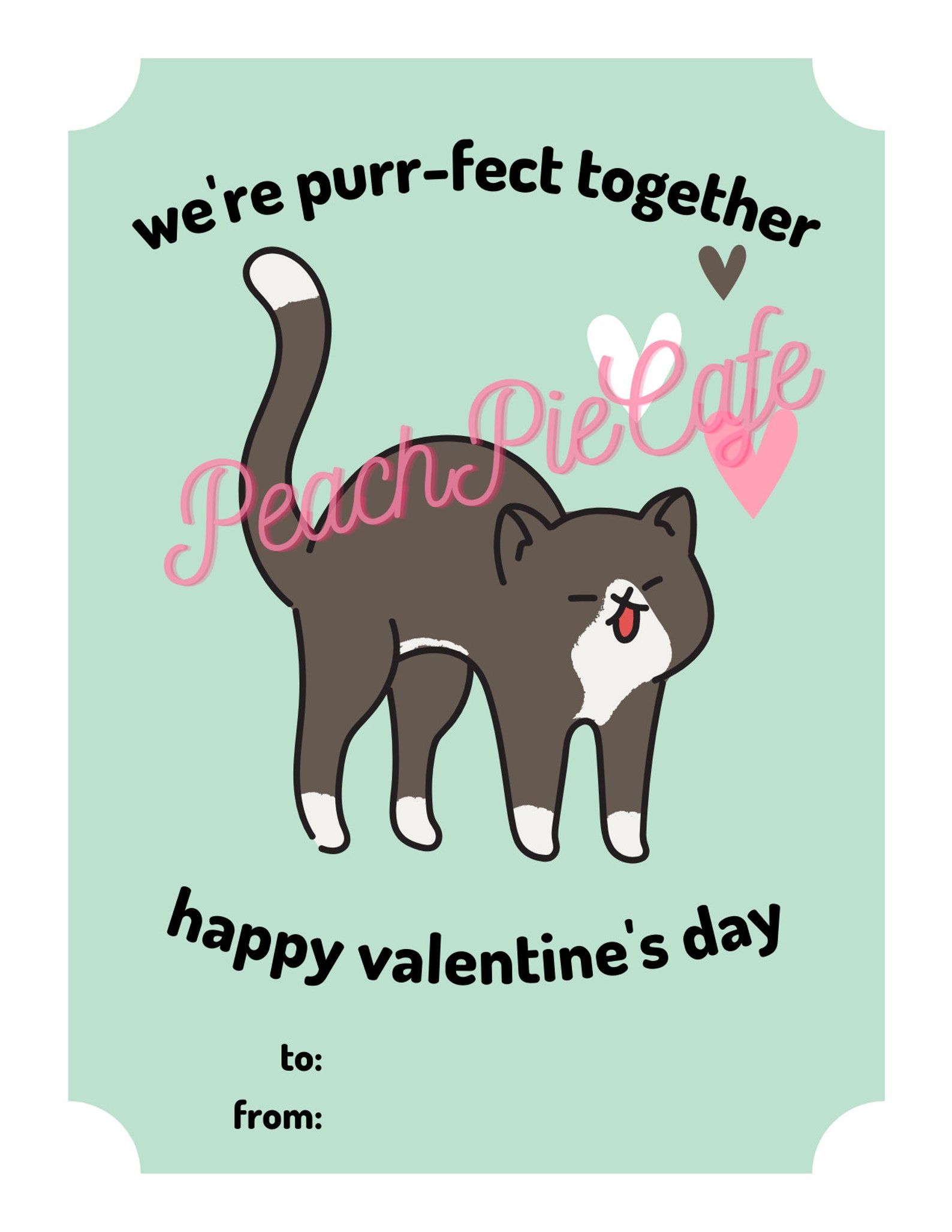 Cute Instant Download Kitten Printable Valentine's Day | Etsy