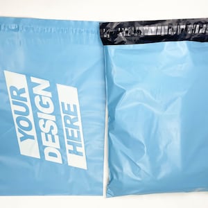 50 Custom Blue Poly Mailers Bag Shipping Bags With One Color Logo ...