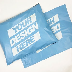 50 Custom Blue Poly Mailers Bag Shipping Bags With One Color Logo ...