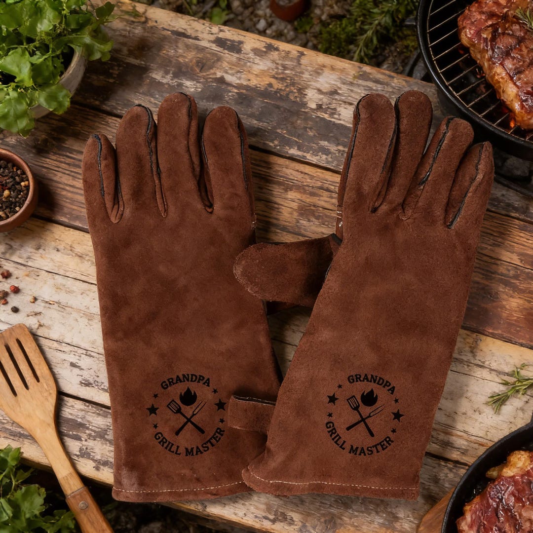 Custom Leather Grill Mitts Personalized With Logo — Unique BBQ Gift for ...