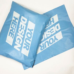 50 Custom Blue Poly Mailers Bag Shipping Bags With One Color Logo ...