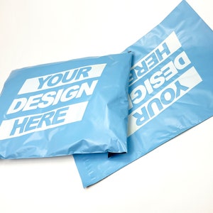 50 Custom Blue Poly Mailers Bag Shipping Bags With One Color Logo ...