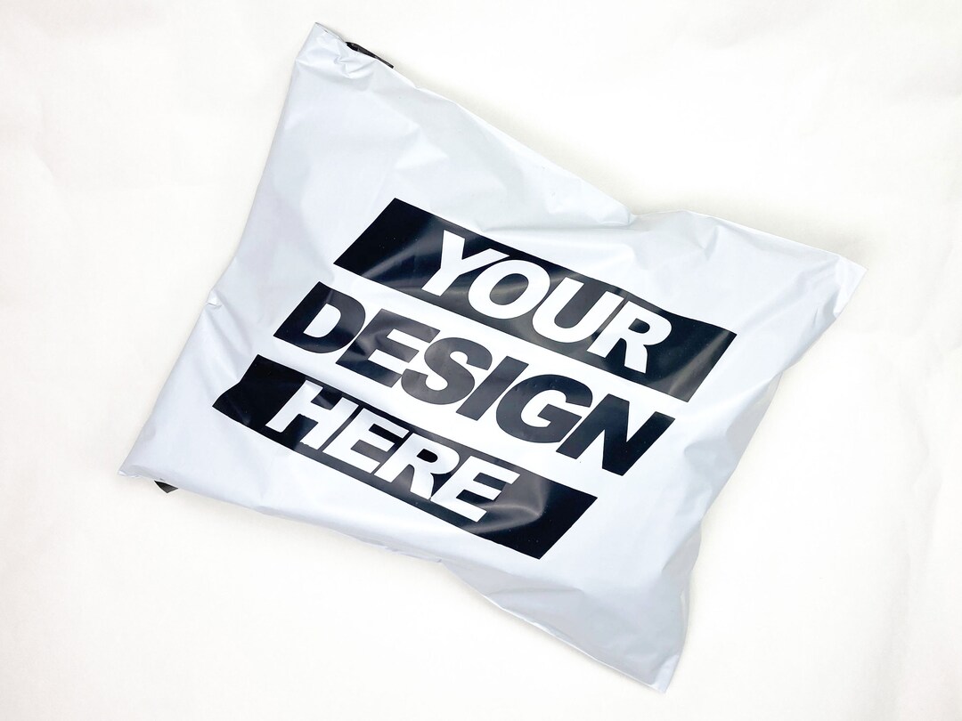 50 Custom White Poly Mailers Bag Shipping Bags With One Color Logo ...