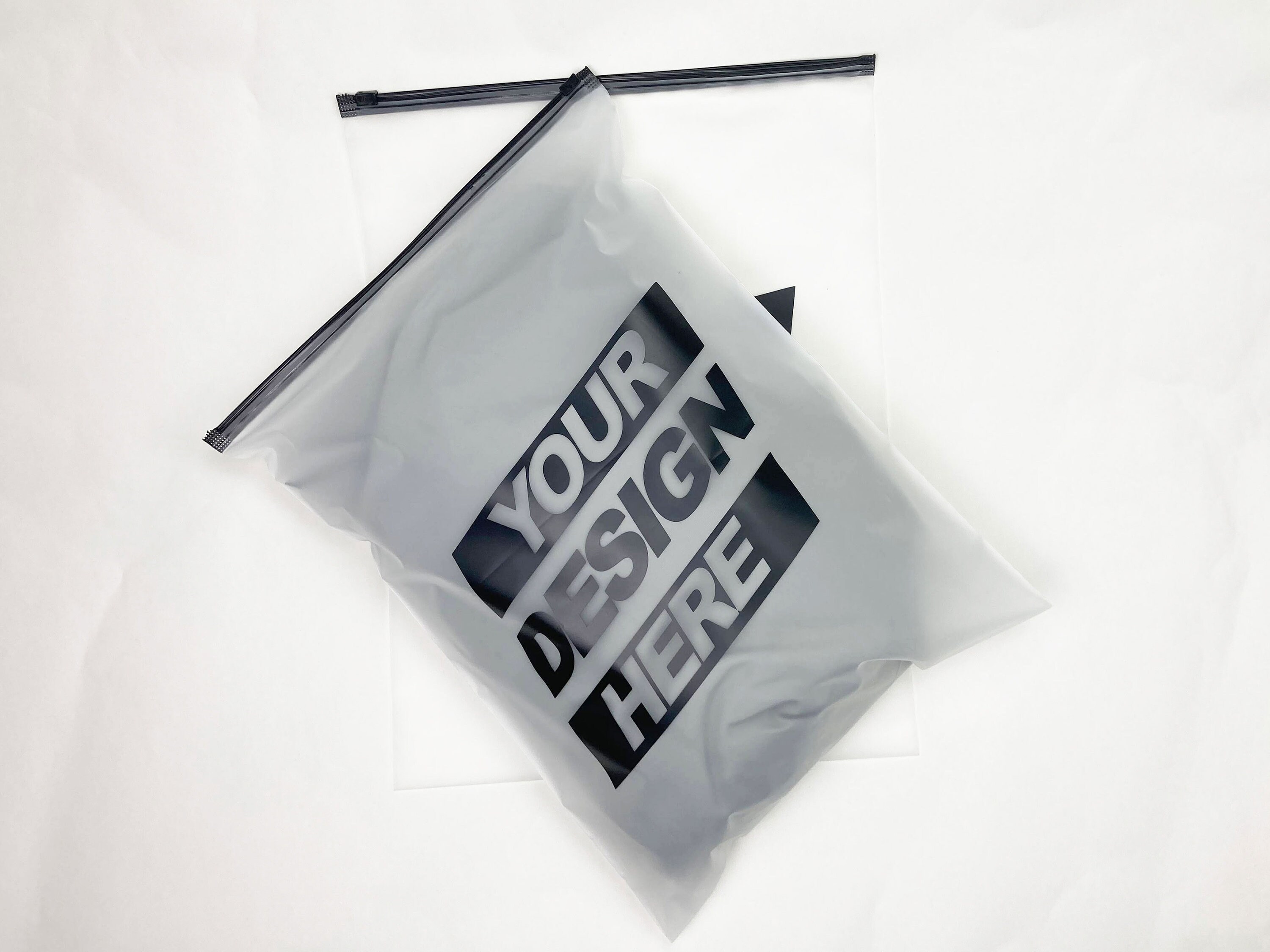 300pcs Custom Frosted Zipper Bags, Black Zipper Pull Scrub Bag, High ...