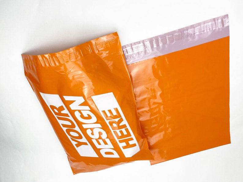 50 Custom Orange Poly Mailers Bag Shipping Bags With One Color Logo ...