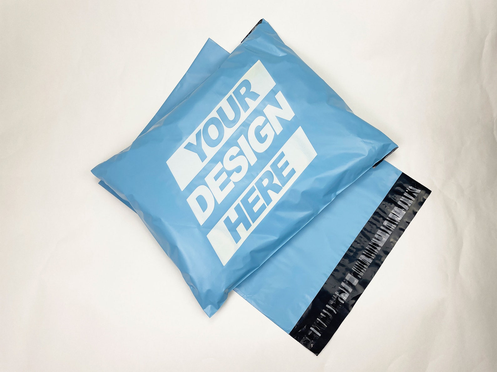 50 Custom Blue Poly Mailers Bag Shipping Bags With One Color Logo ...