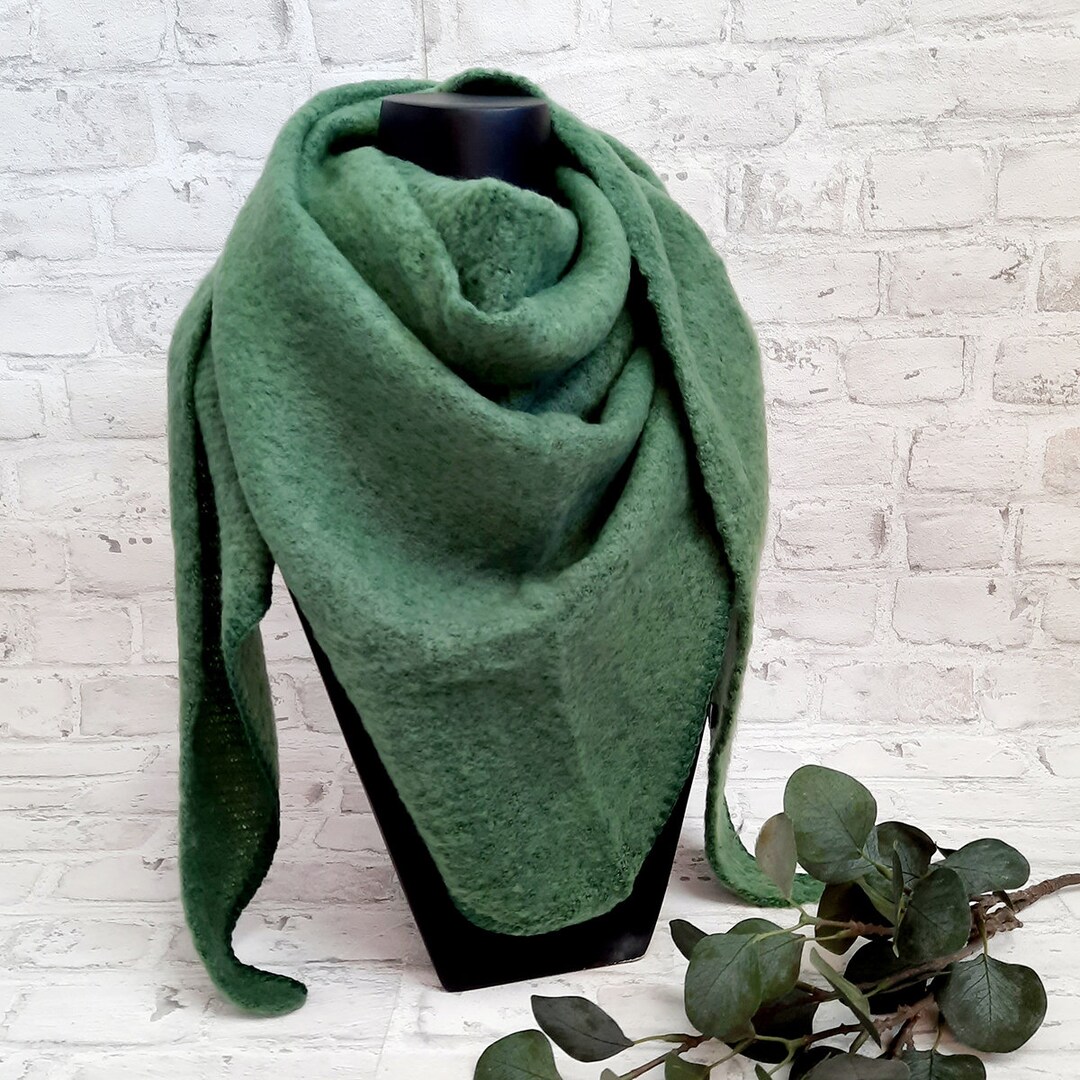 Women's XXL Scarf Poncho Winter Triangle Scarf Shawl With Wool Bouclé ...