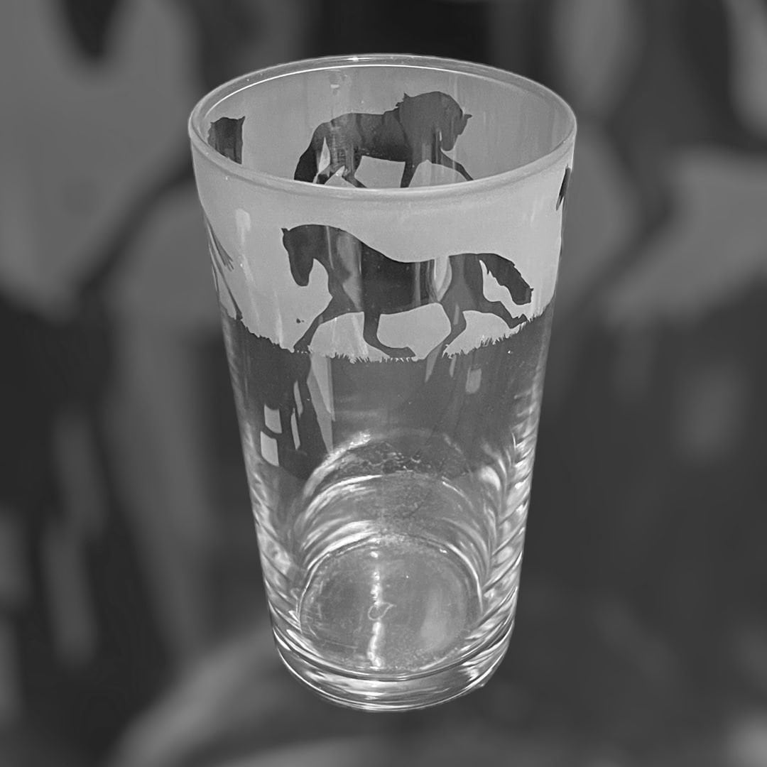 SPANISH HORSE GLASS | 57cl Conical Pint Glass With P.R.E. Spanish Horse ...