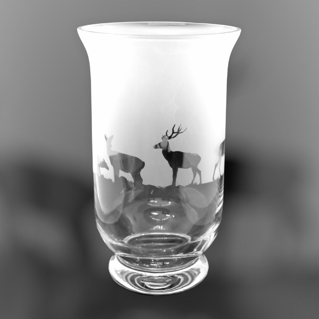 STAG FLOWER VASE | Clear Crystal Glass 27cm Flower Vase With Stag ...