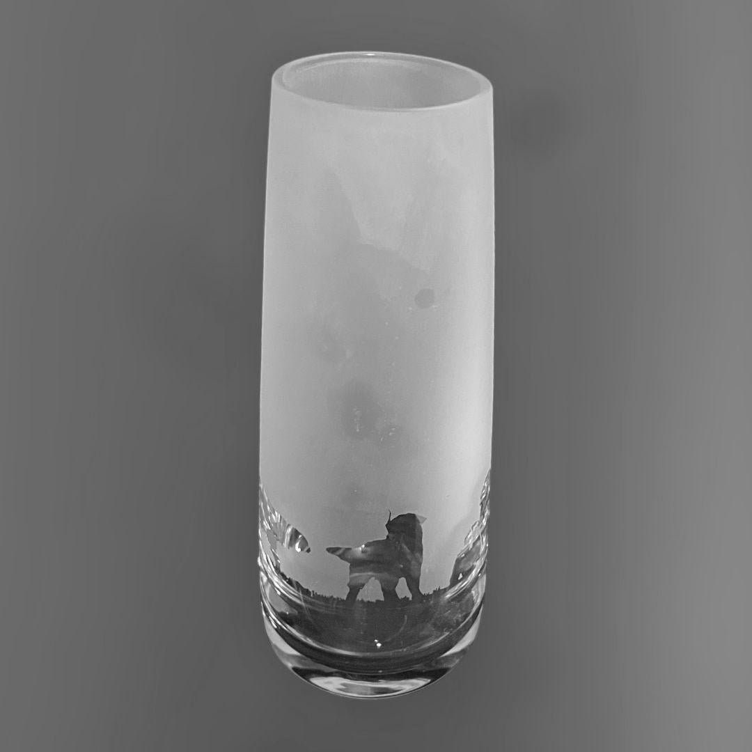 BERNESE MOUNTAIN VASE - 15cm Crystal Glass Bud Vase With Bernese ...