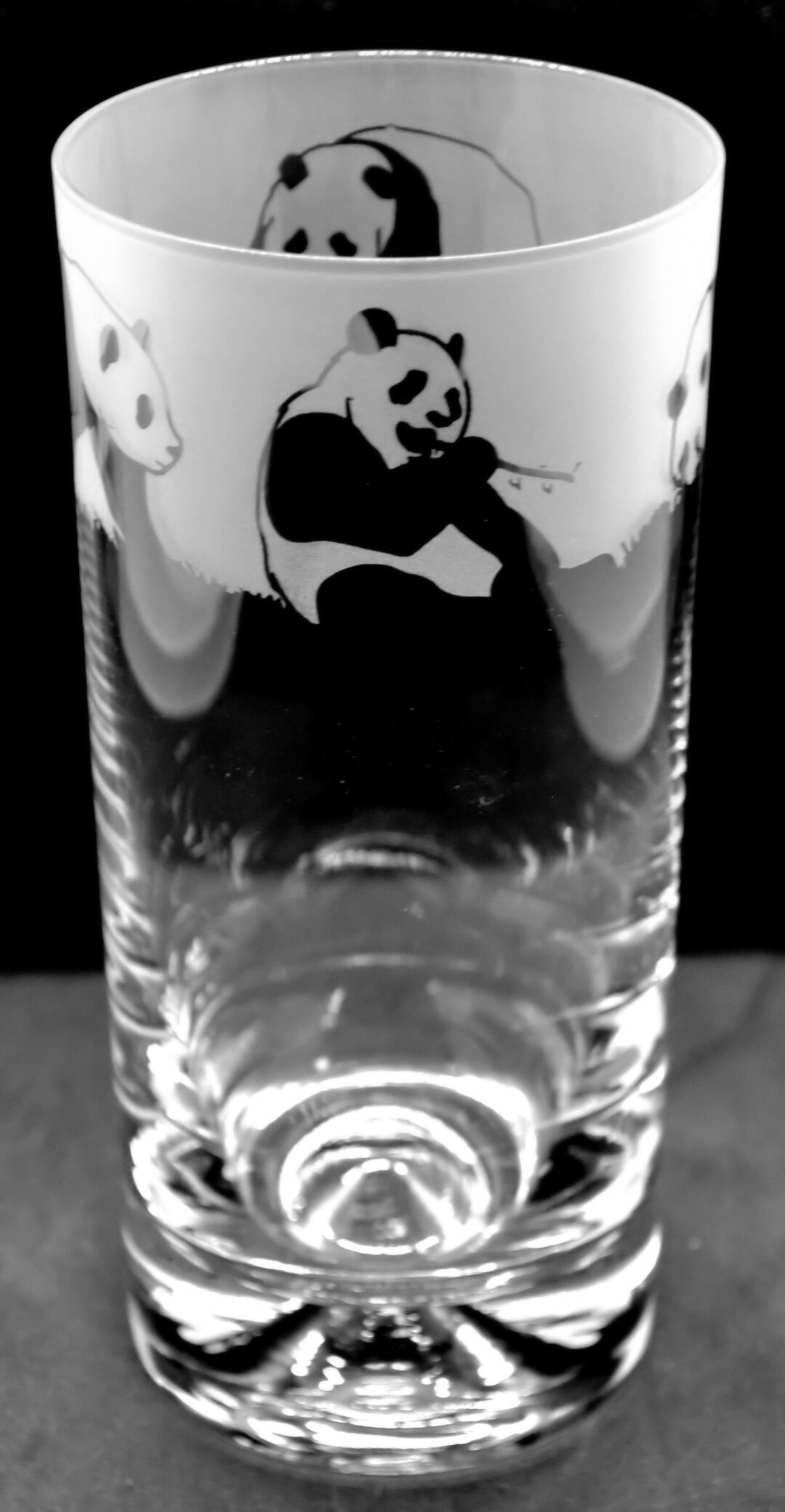 PANDA GLASS - 37cl Glass Highball Tall Tumbler With Panda Frieze Design ...