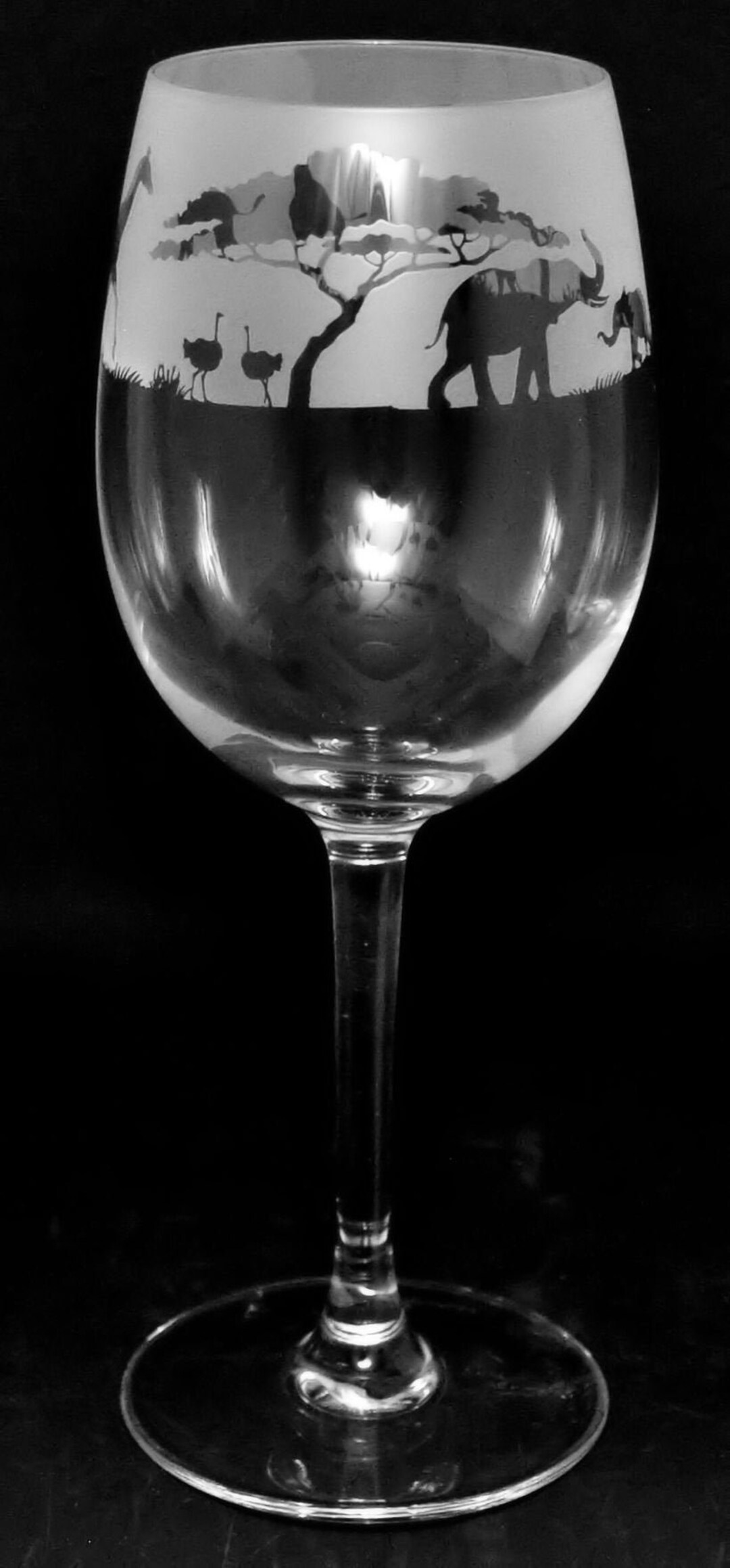 SAFARI WINE GLASS 35cl Wine Glass With Safari Frieze Design - Etsy