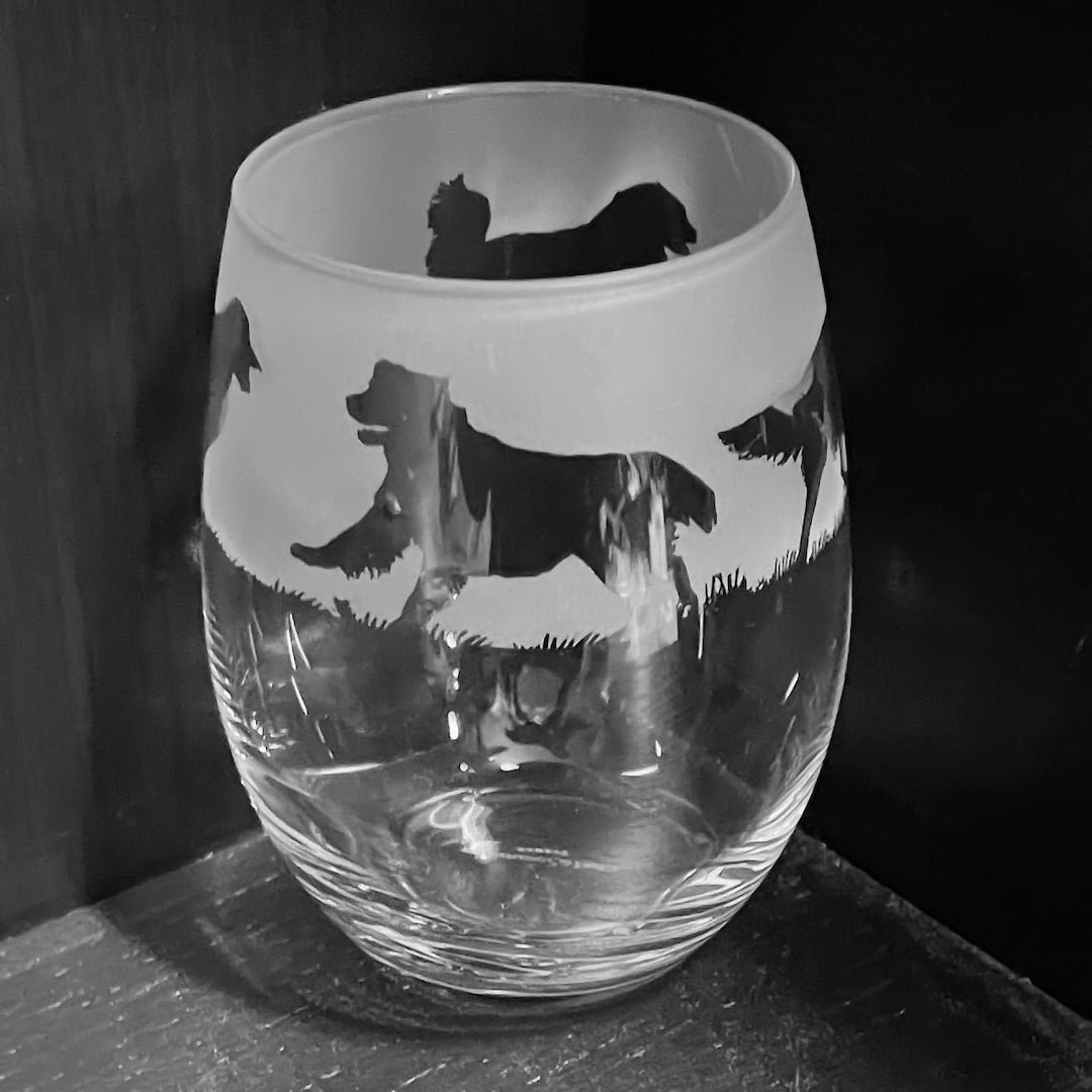 GOLDEN RETRIEVER GLASS | 36cl Stemless Wine / Water Glass With Golden ...