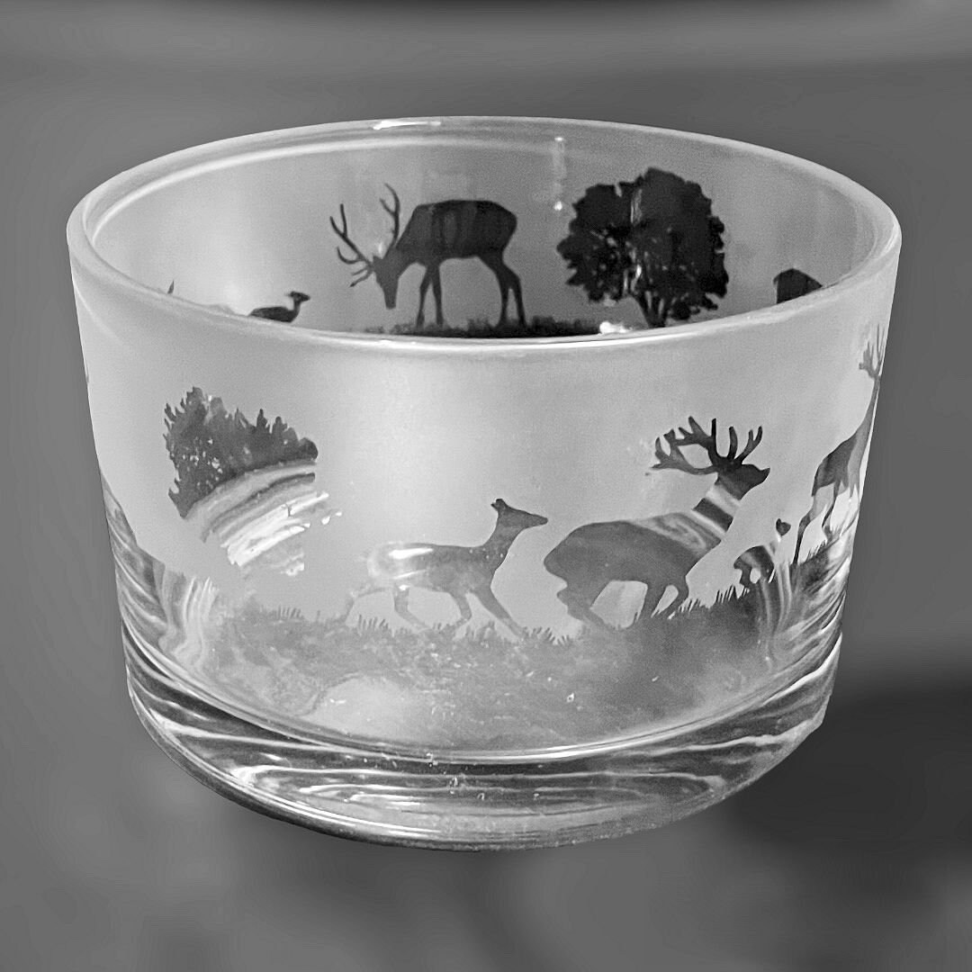 STAG & DEER BOWL | Clear Glass Bowl With Stag Frieze Design | Perfect ...