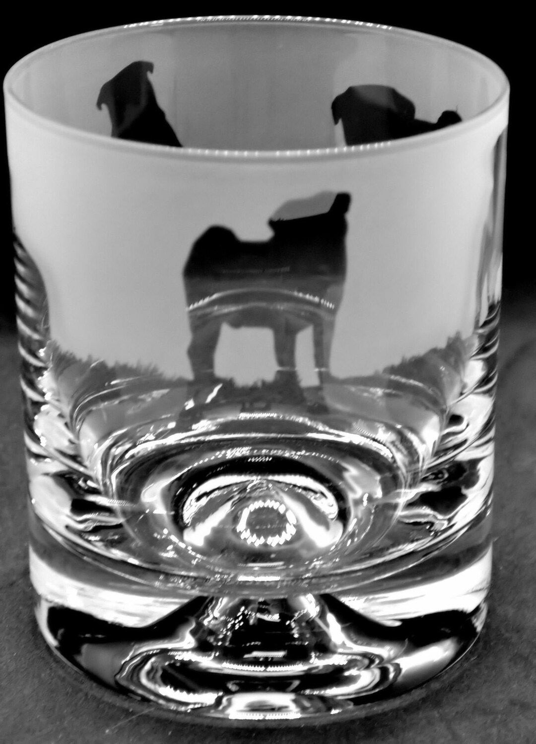 PUG GLASS | 30cl Glass Whisky Tumbler With Pug Frieze Design - Etsy