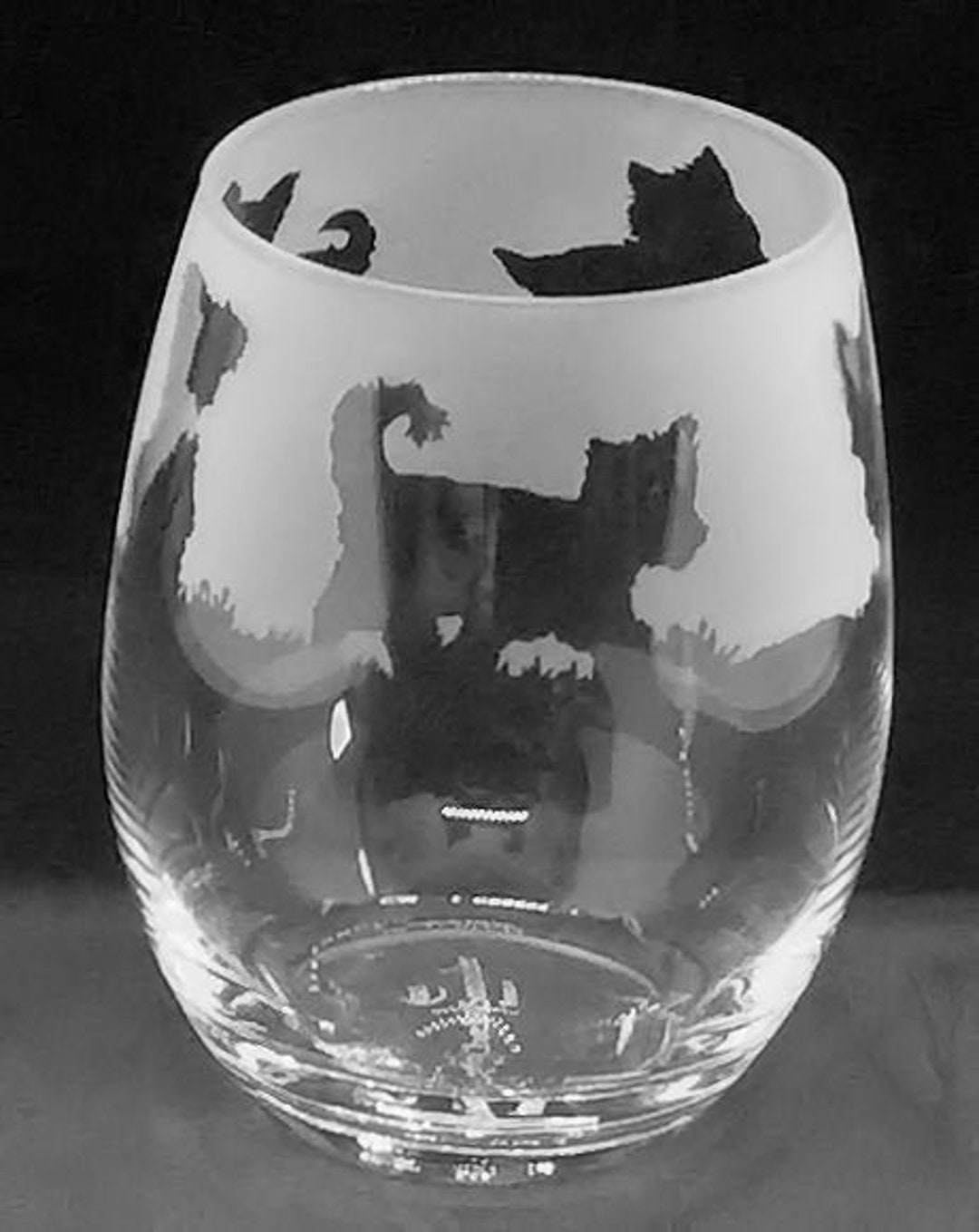 YORKIE GLASS | 36cl Stemless Wine / Water Glass With Yorkshire Terrier ...