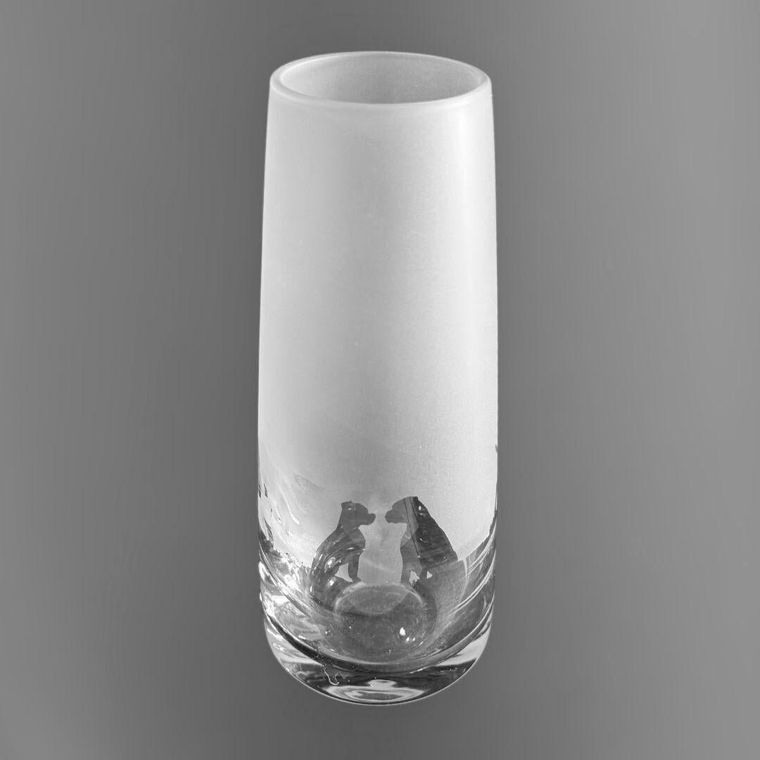 BOXER GLASS VASE - 15cm Crystal Glass Bud Vase With Boxer Dog Frieze ...