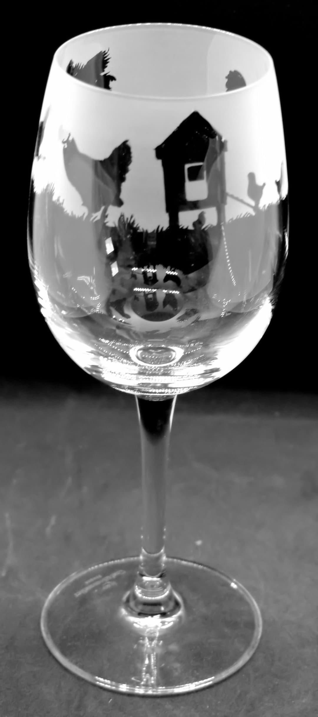 CHICKEN WINE GLASS 35cl Wine Glass With Chickens Frieze Design - Etsy
