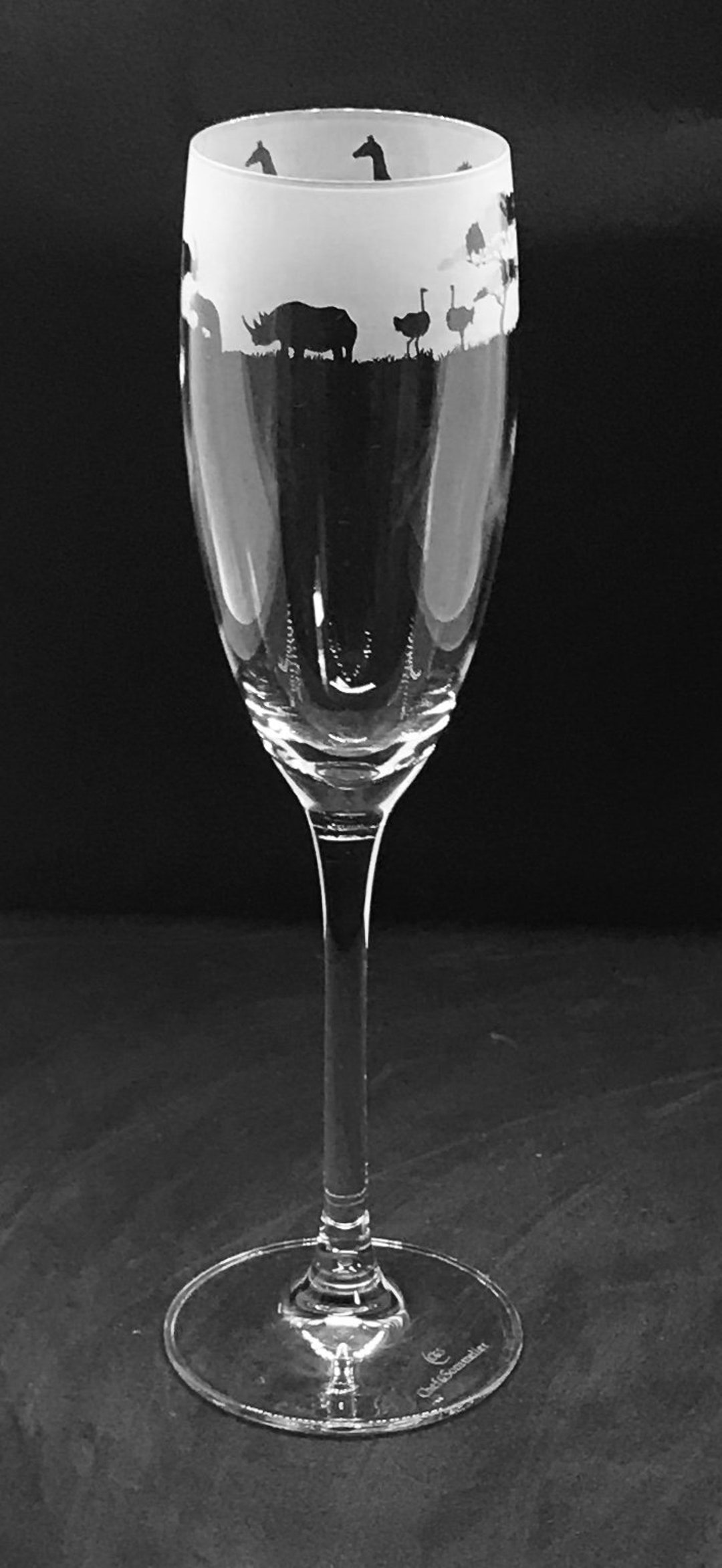 SAFARI CHAMPAGNE GLASS | Crystal Champagne Flute Glass 16cl With Safari ...