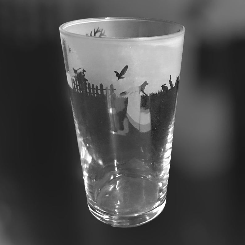 WOODLAND ANIMALS GLASS | 57cl Conical Pint Glass With Woodland Animals ...